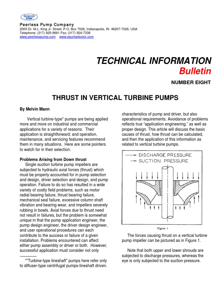Thrust in Vertical Turbine Pumps | PDF | Pump | Bearing (Mechanical)