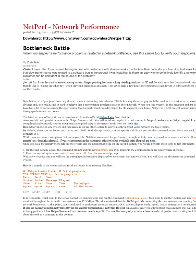 NetPerf User Guide | PDF | Computer Network | Port (Computer Networking)