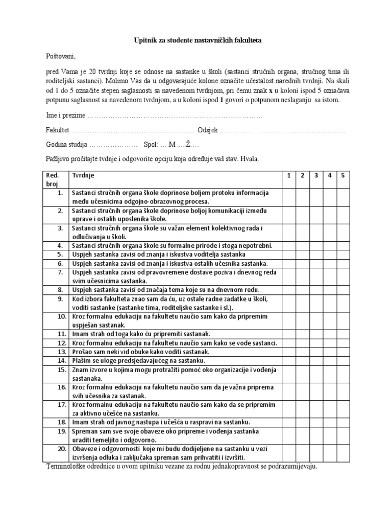 Upitnik | PDF