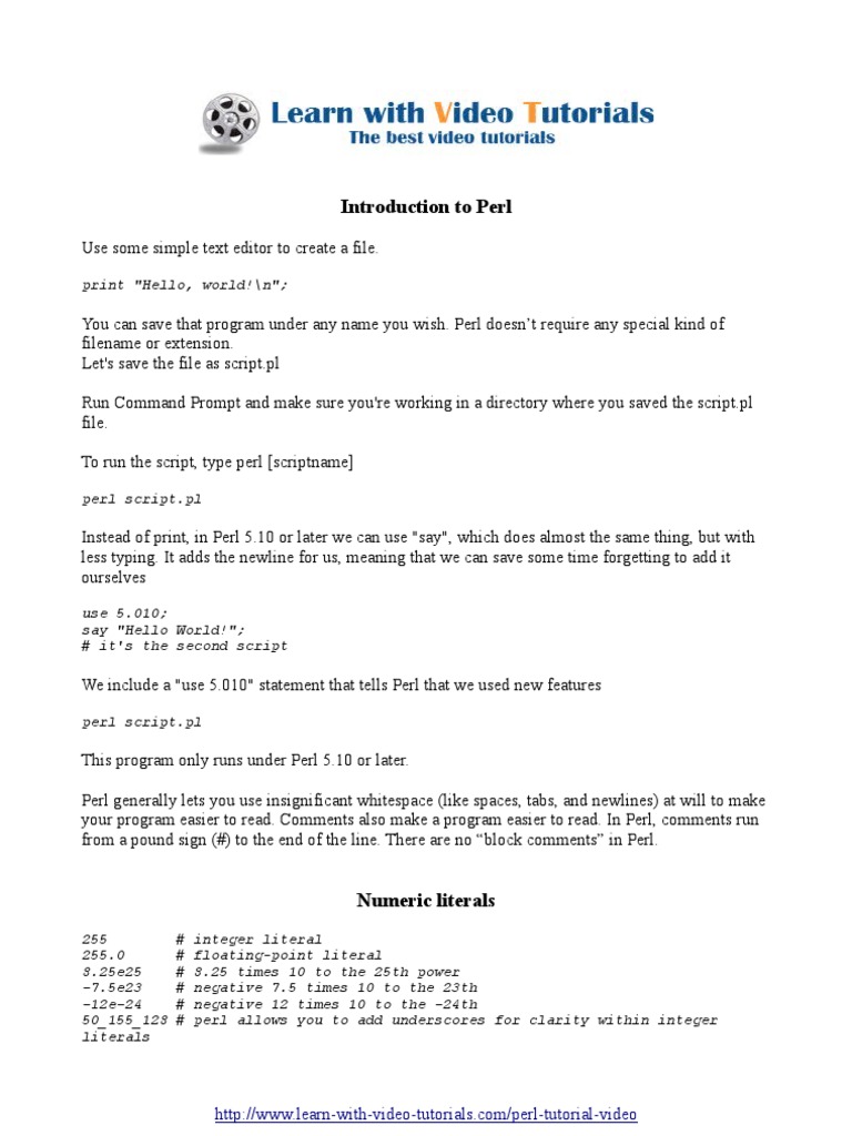 Perl Tutorial Pdf Control Flow String Computer Science 1656