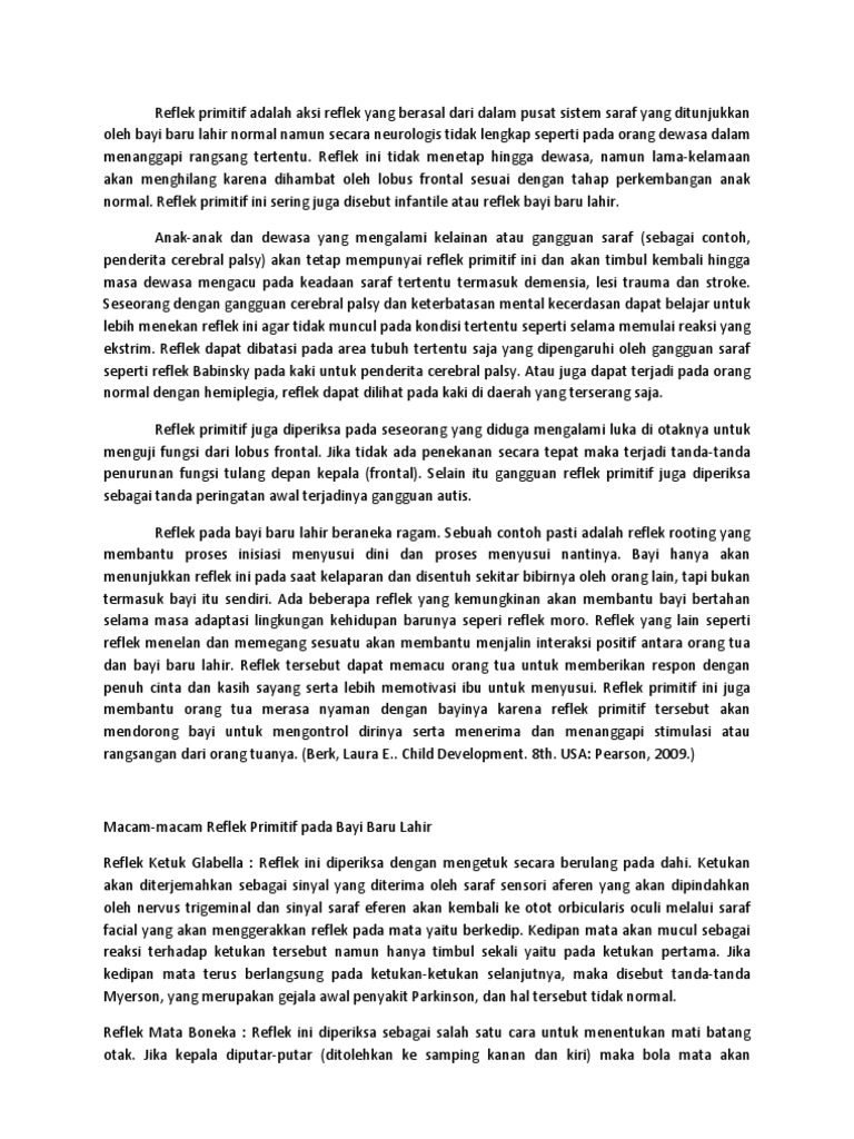 Refleks Primitif Pada Bayi | PDF