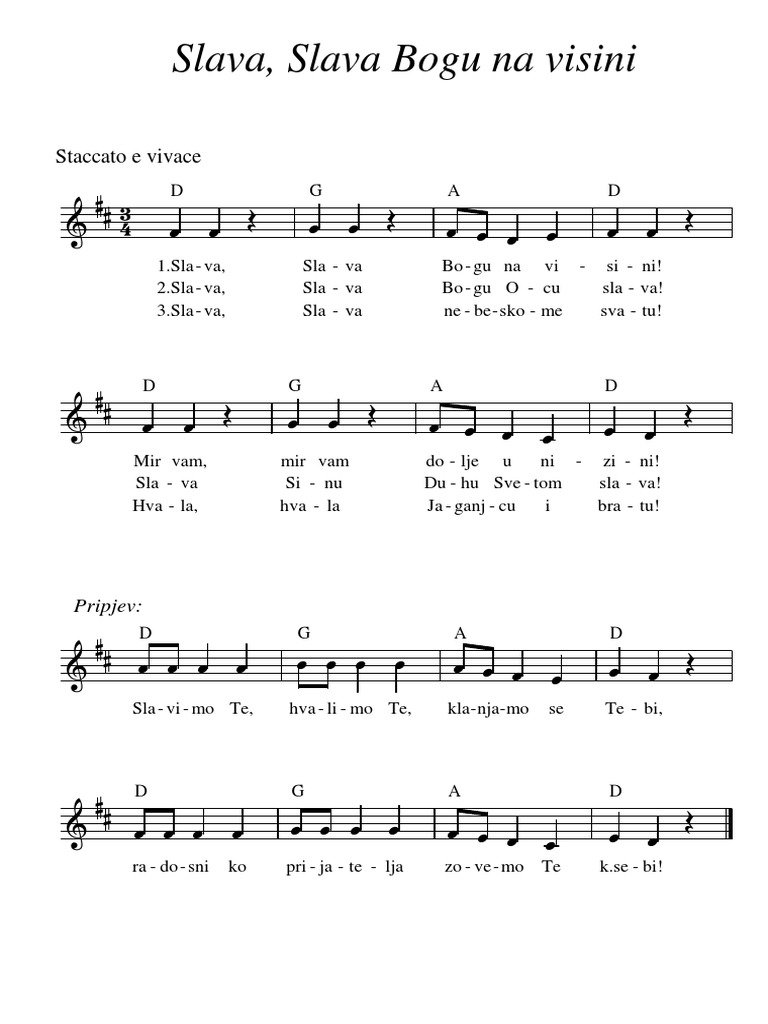 Slava, Slava Bogu Na Visini | PDF