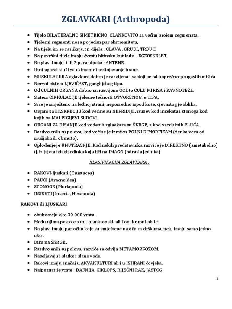 Zglavkari Mekušci Bodljokošci | PDF