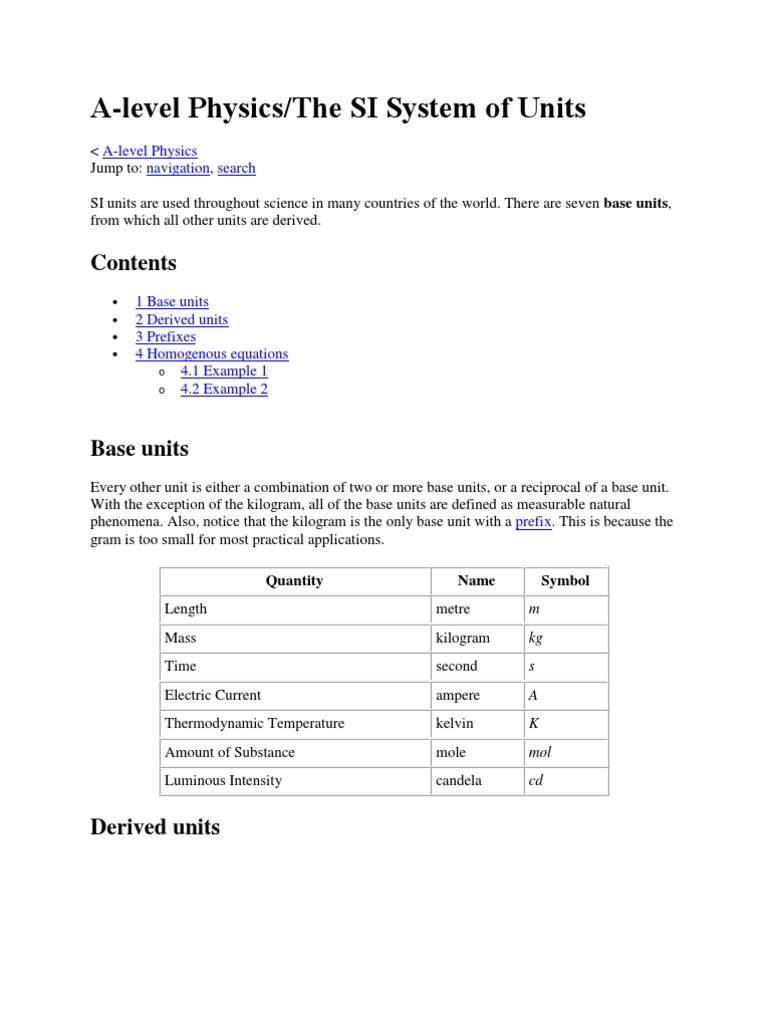 SI Base Unit Formulaes | PDF | Units Of Measurement | International ...