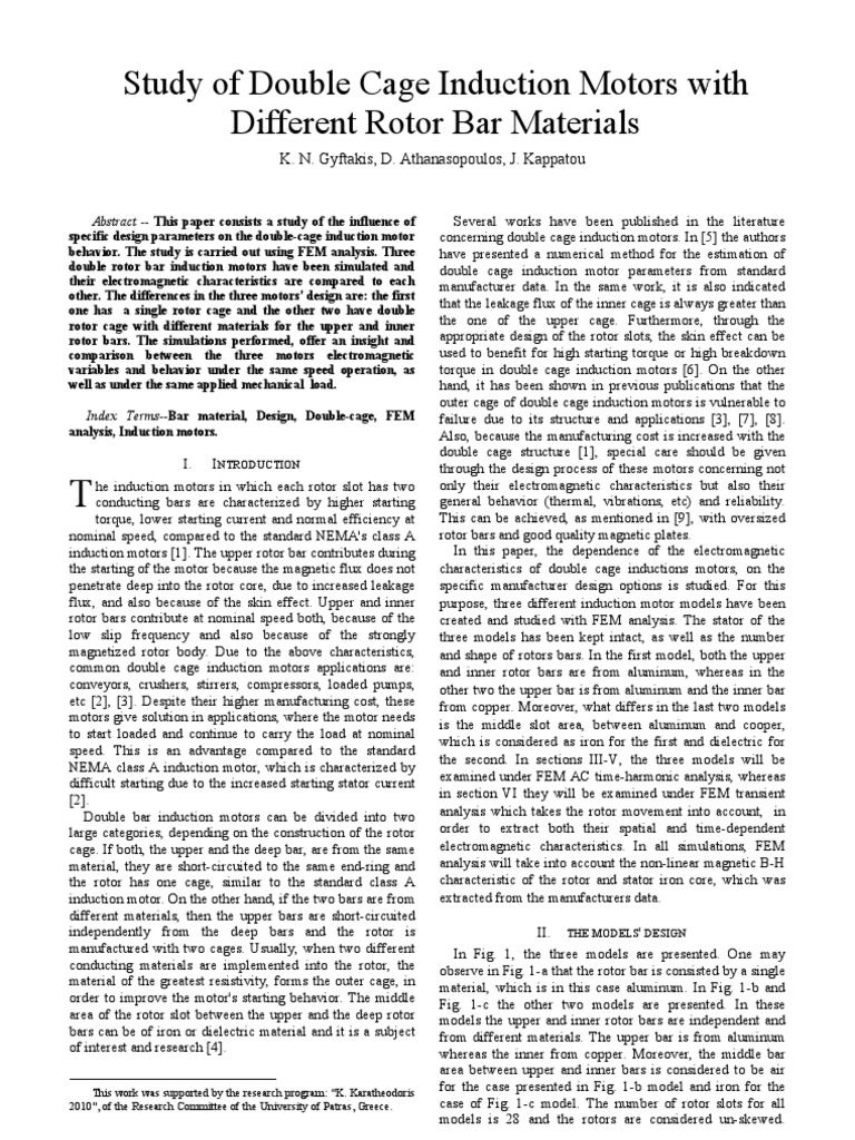 Study of Double Cage Induction Motors With Different Rotor Bar ...