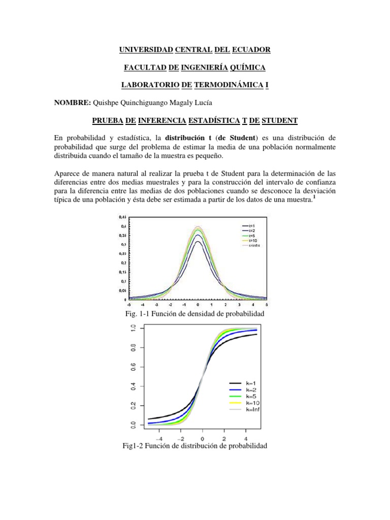 T Student | PDF | Prueba T de Student | Desviación Estándar