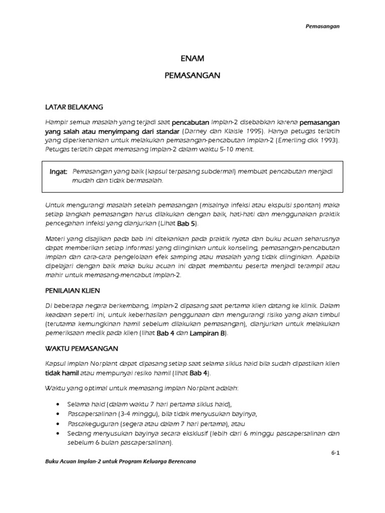 Pemasangan KB Susuk Atau Implan | PDF