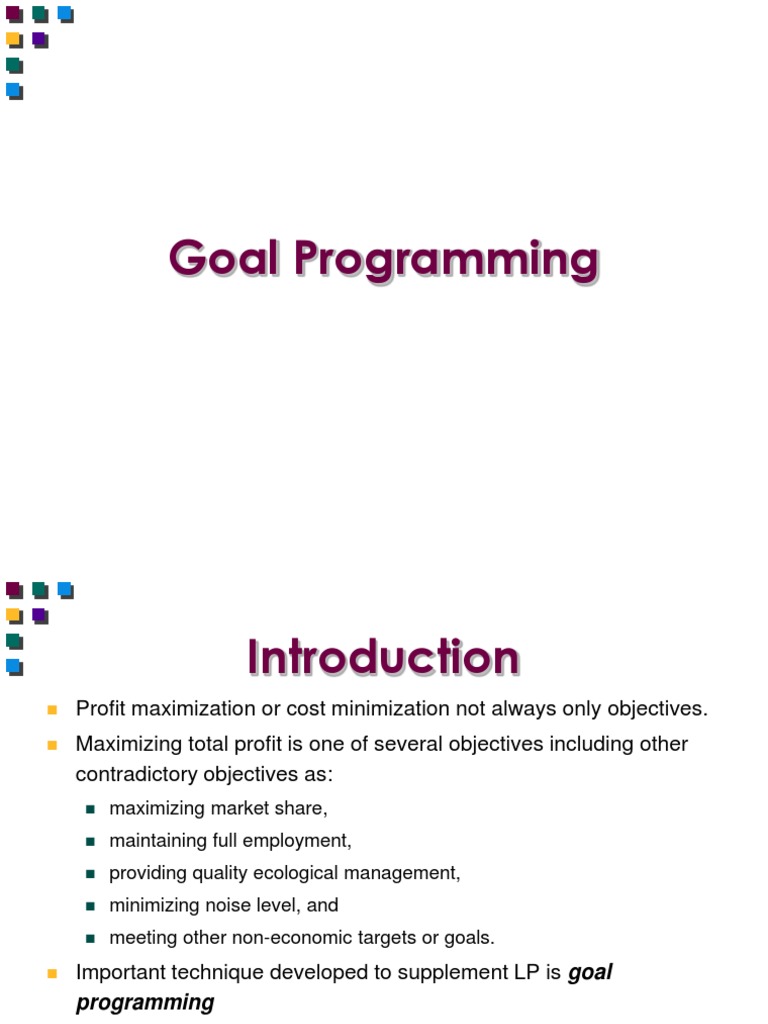 Goal Programming | Download Free PDF | Goal | Loss Function
