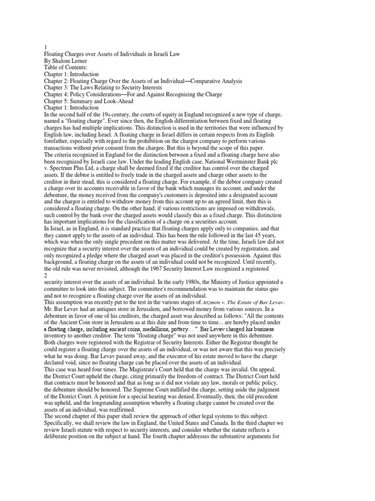 Fixed and Floating Charges | PDF | Security Interest | Lien