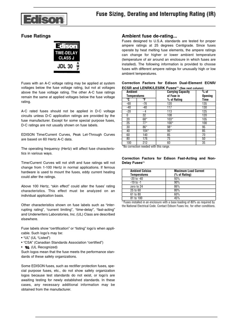 Edison - Fuses Rating Guide | PDF | Technology & Engineering