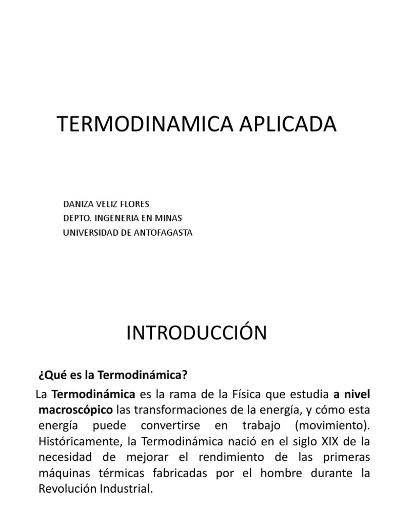 Clase 1. Termodinamica Aplicada PDF | PDF | Termodinámica | Gases