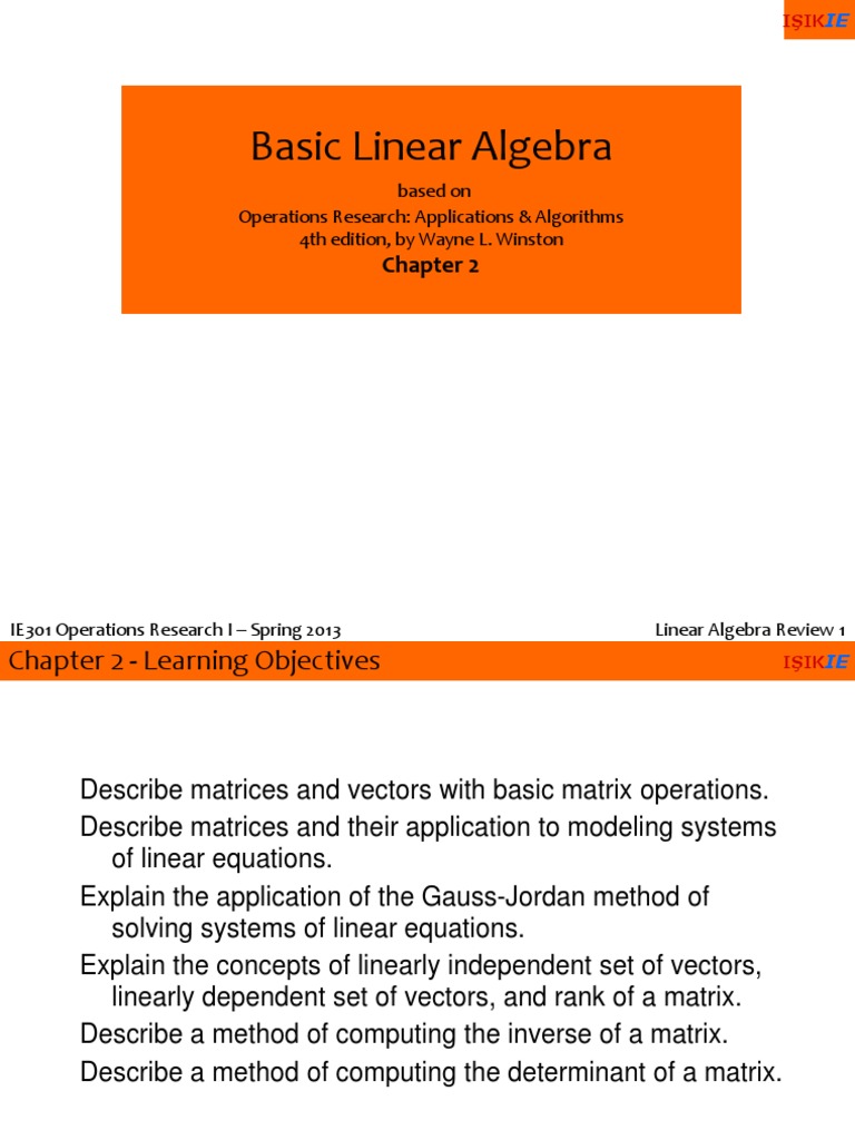 Linear Algebra Review: Matrices & Vectors | PDF | Matrix (Mathematics ...