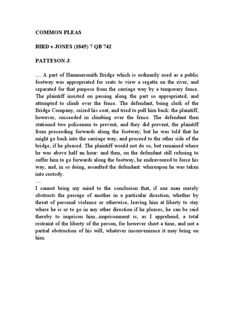 BIRD V JONES (1845) 7 QB 742 - CP | PDF