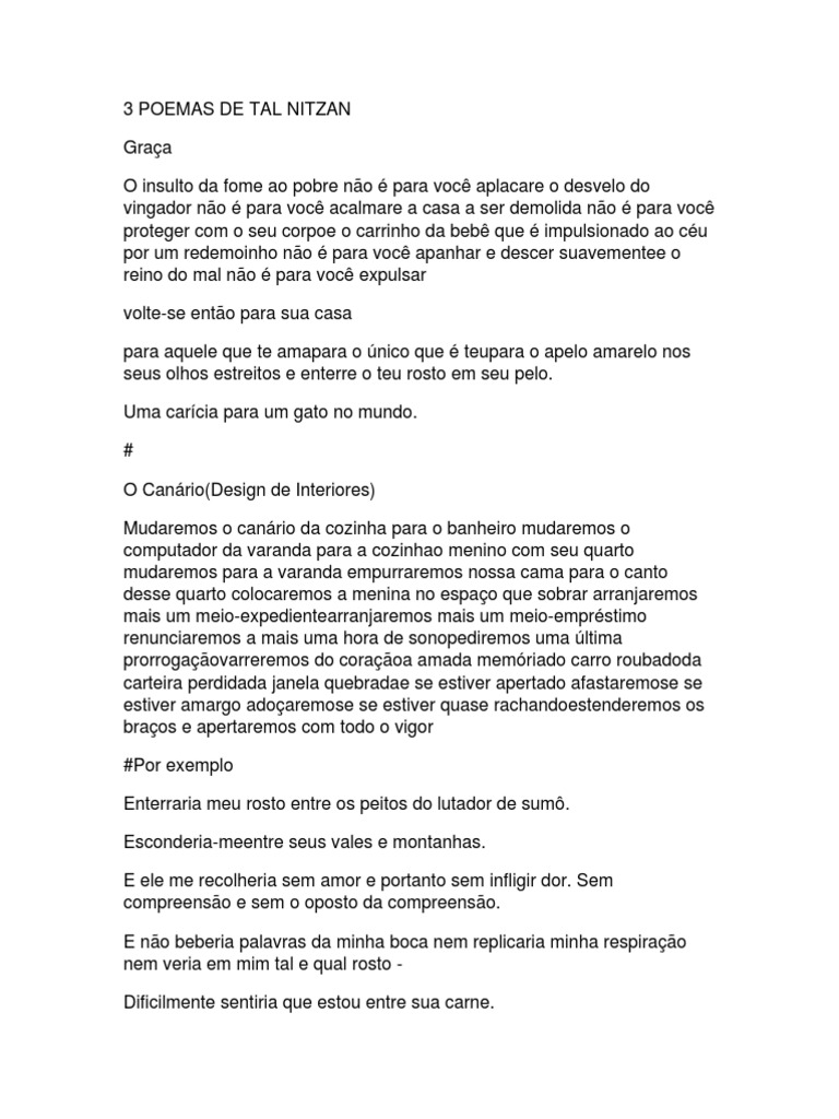 3 Poemas de Tal Nitzan | PDF | Poesia | Ficção Geral