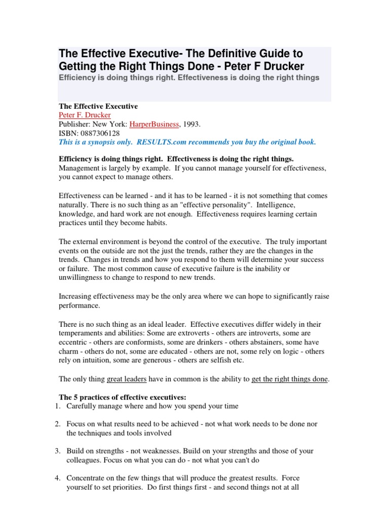 The Effective Executive | PDF | Consensus Decision Making | Decision Making