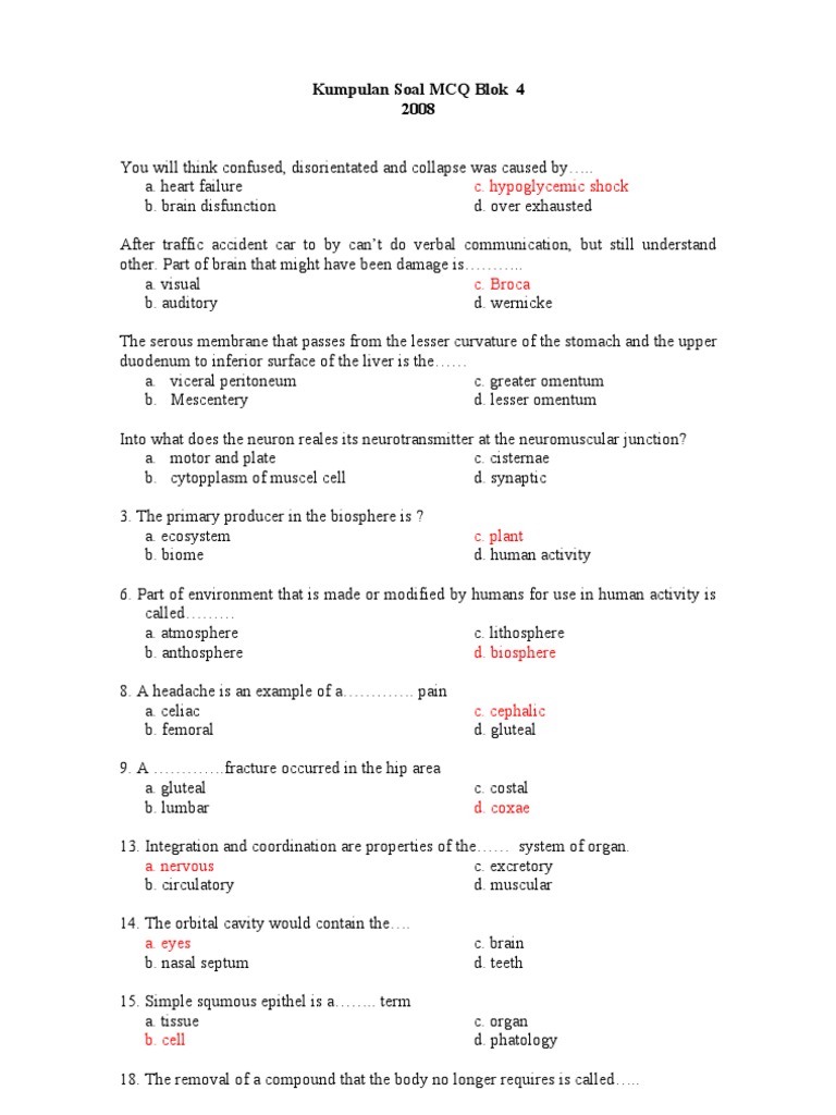 Kumpulan Soal MCQ Blok 4 | PDF | Lung | Heart