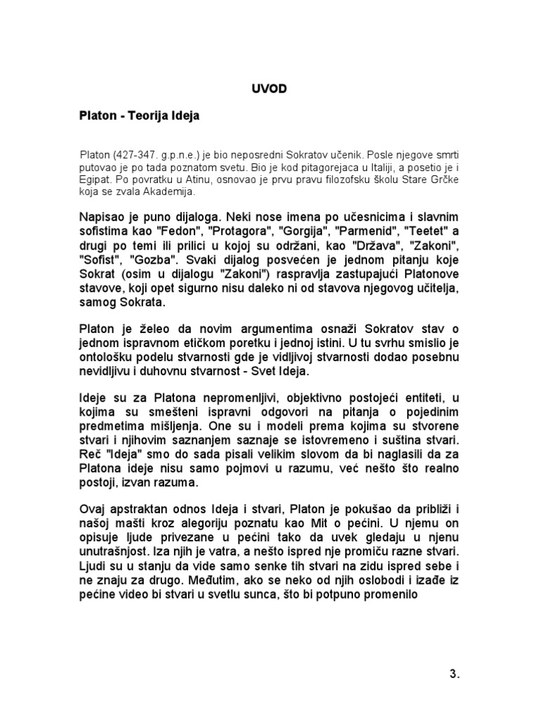 Platon - Teorija Ideja | PDF