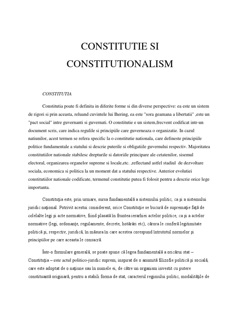 Constitutie Si Constitutionalism