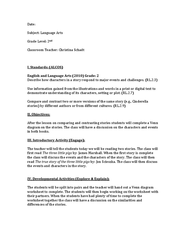 Language Arts Lesson Plan | PDF | Lesson Plan | Teaching