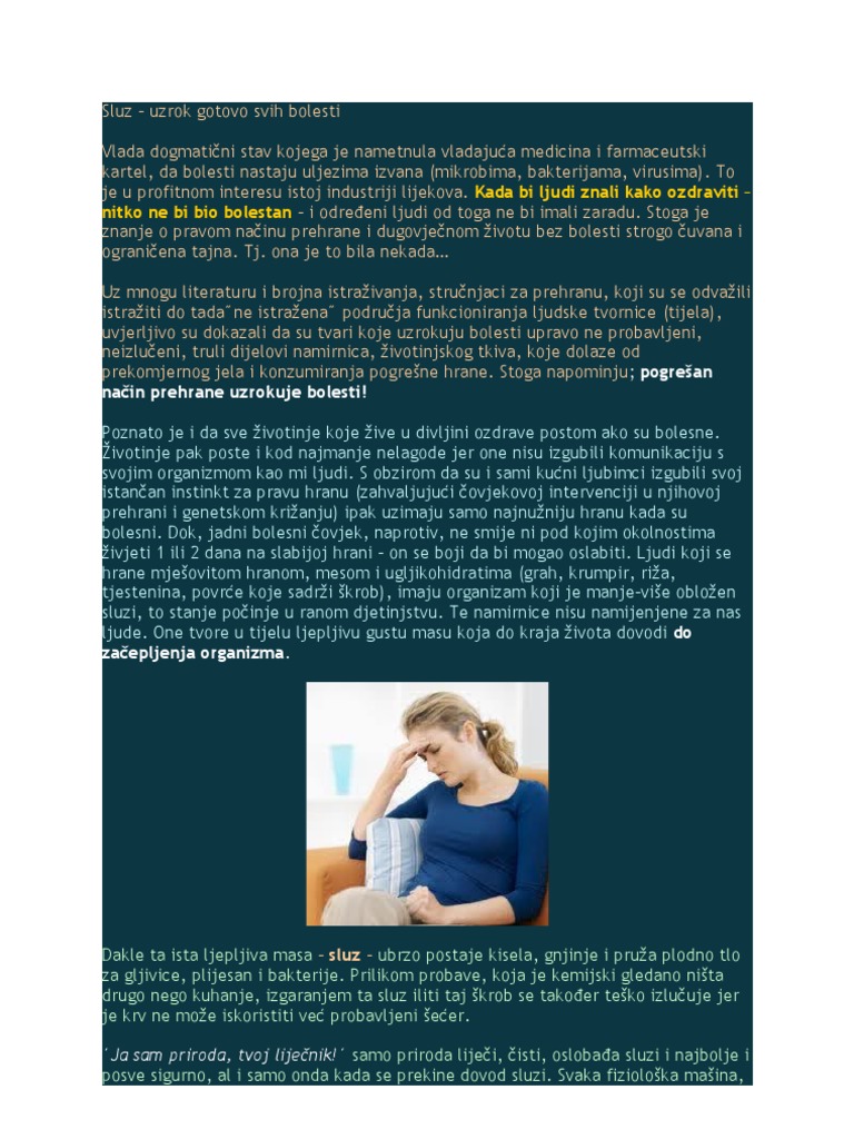 Sluz - Uzrok Gotovo Svih Bolesti I Starenja | PDF