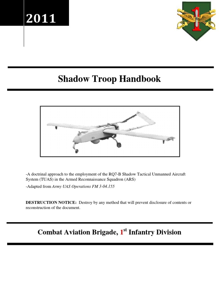 Shadow UAV Handbook | PDF | Unmanned Aerial Vehicle | Reconnaissance