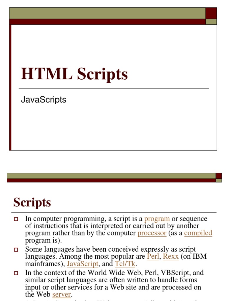 HTML Scripts: Javascripts | PDF | Java Script | Scripting Language