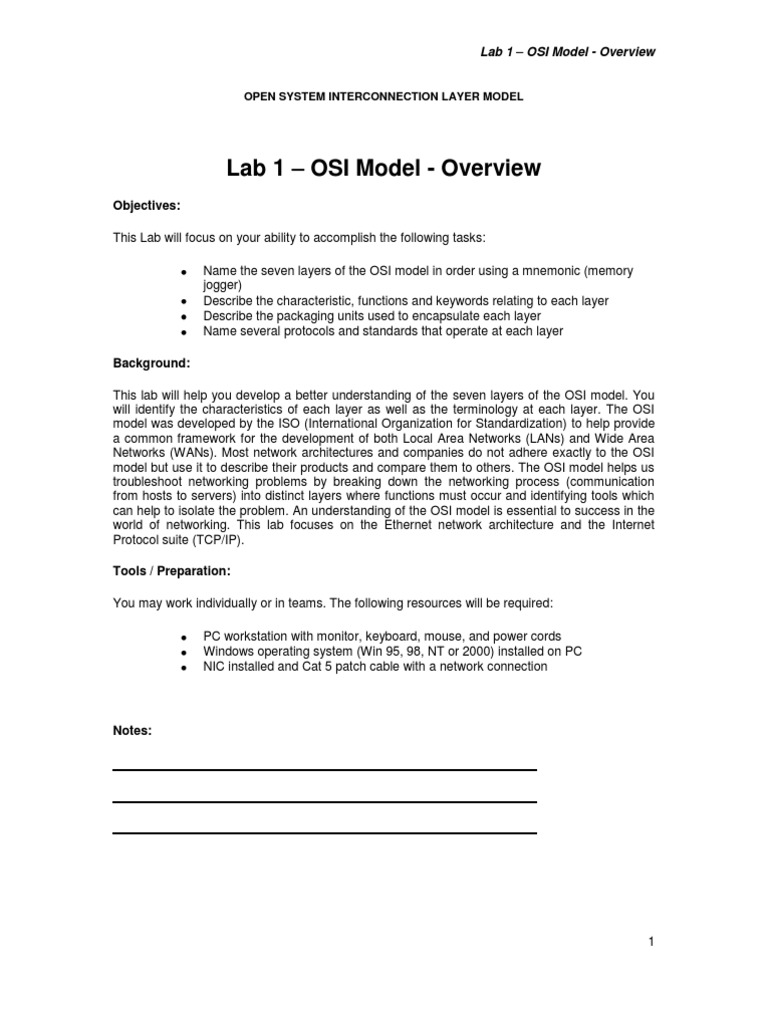 Datacomm Lab1 Osi Layer Model | PDF | Osi Model | Internet Protocol Suite