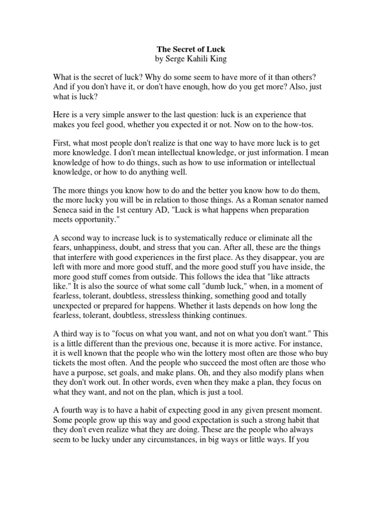 Seven Ways to Increase Luck Through Preparation, Mindset, and Positive ...