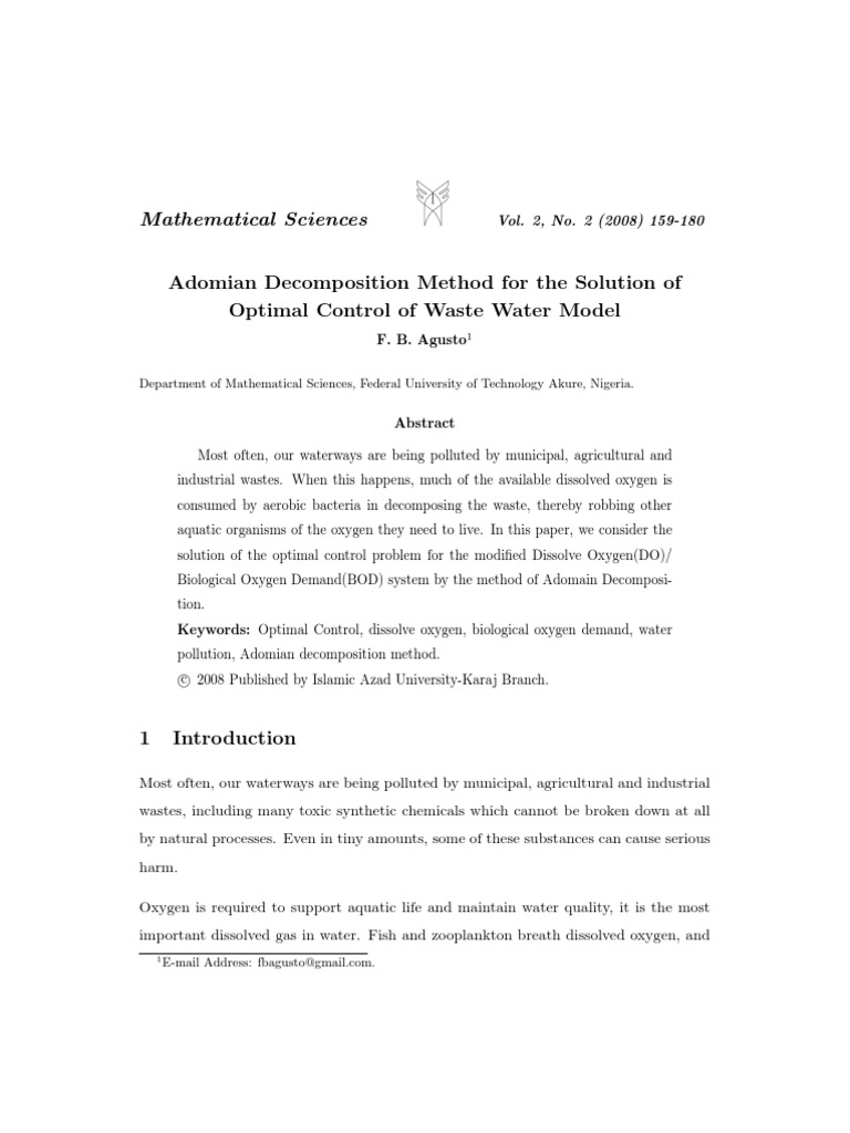 Adomian Decomposition Method Pdf Nonlinear System Mathematical