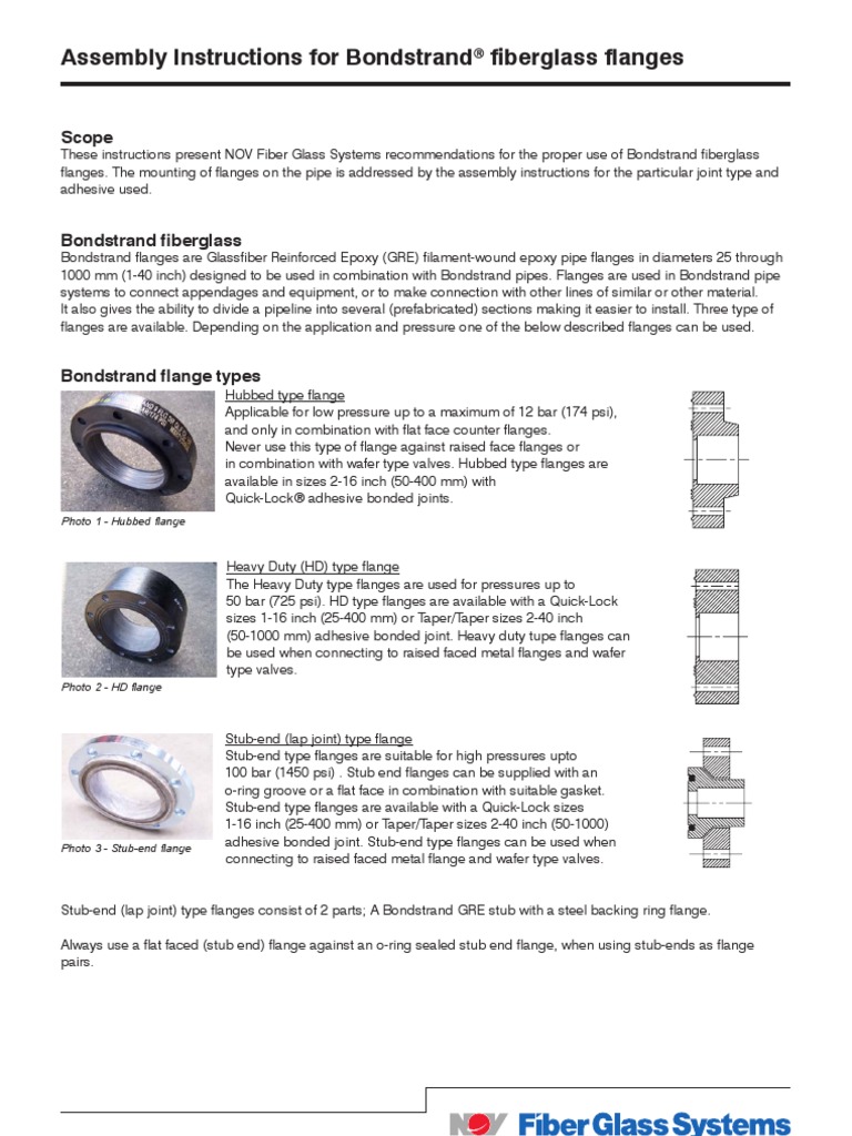 Assembly Instructions For Bondstrand Fiberglass Flanges | PDF | Screw ...