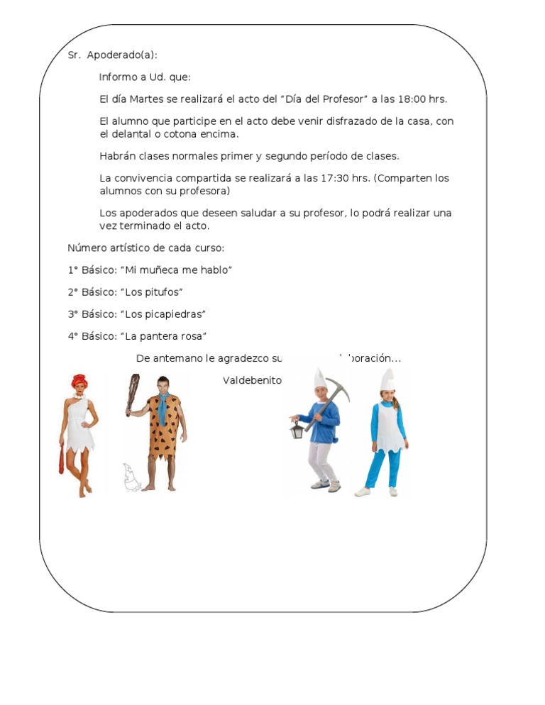 Comunicación Apoderados Acto Profe | PDF | Arte