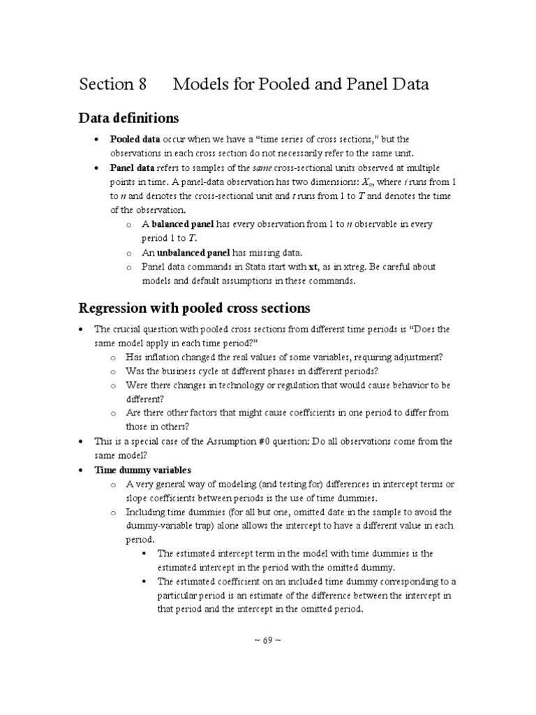 Panel Vs Pooled Data | PDF | Fixed Effects Model | Multicollinearity