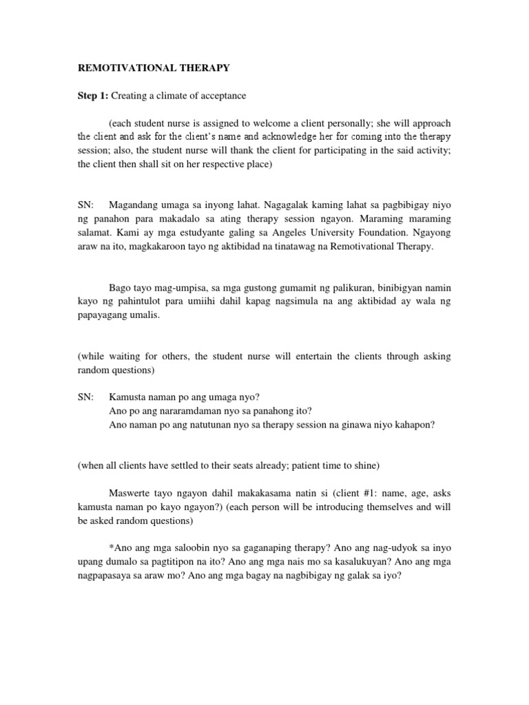 Remotivational Therapy | PDF