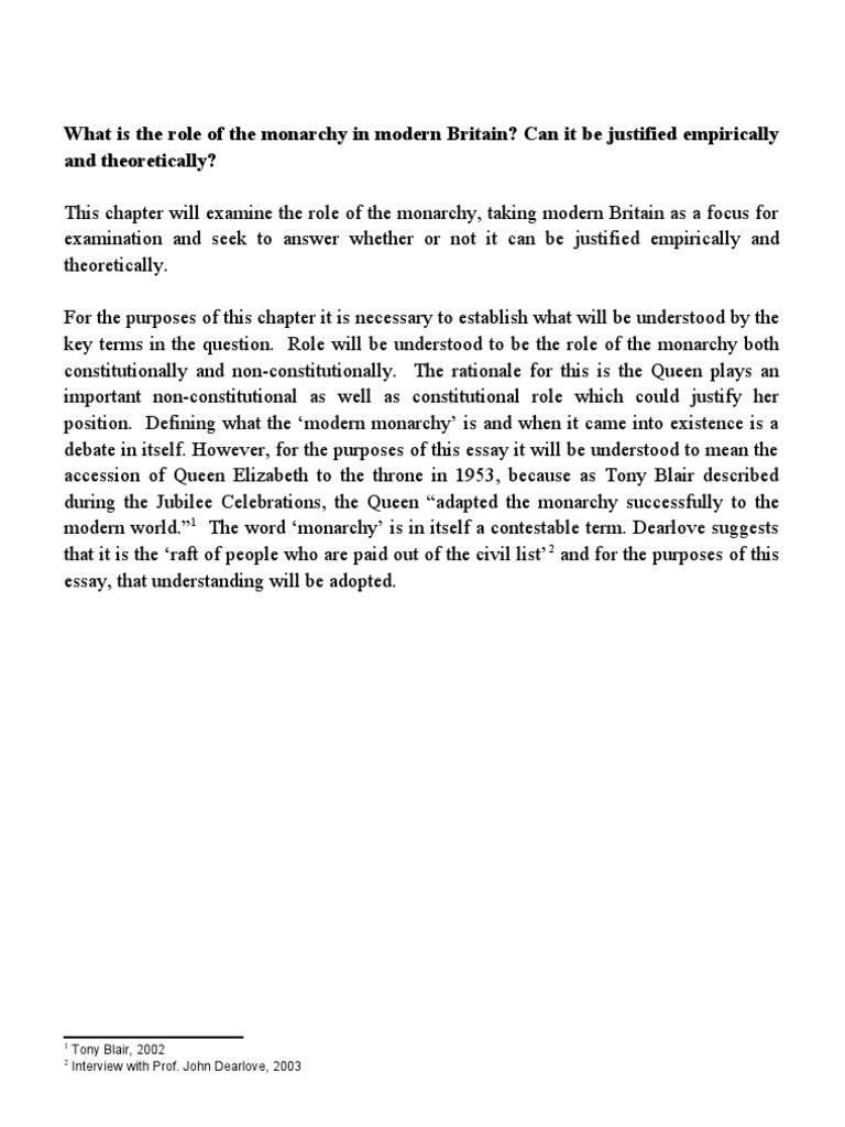 What Is The Role of The Monarchy in Modern Britain | PDF | Monarchy Of ...