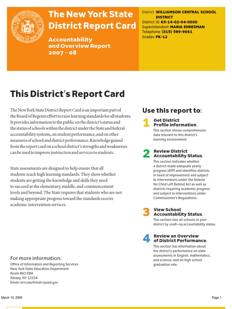 The New York State District Report Card | PDF | Adequate Yearly ...