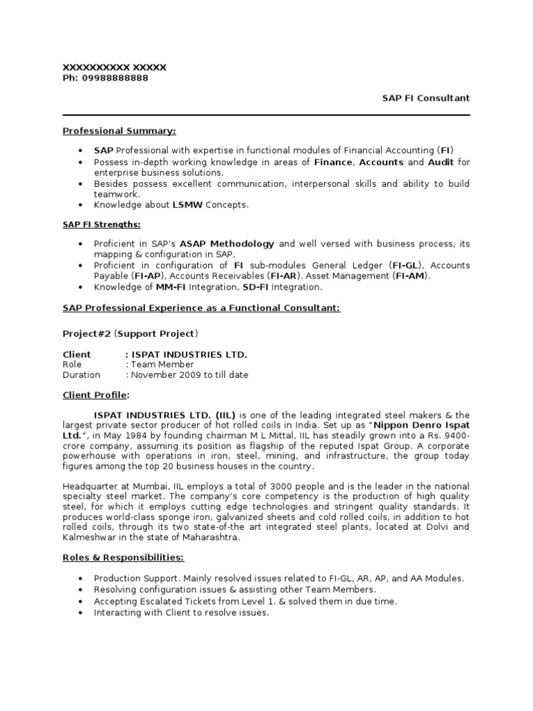 SAP FICO Resume - Exp - 3.5 Years | Economies | Business
