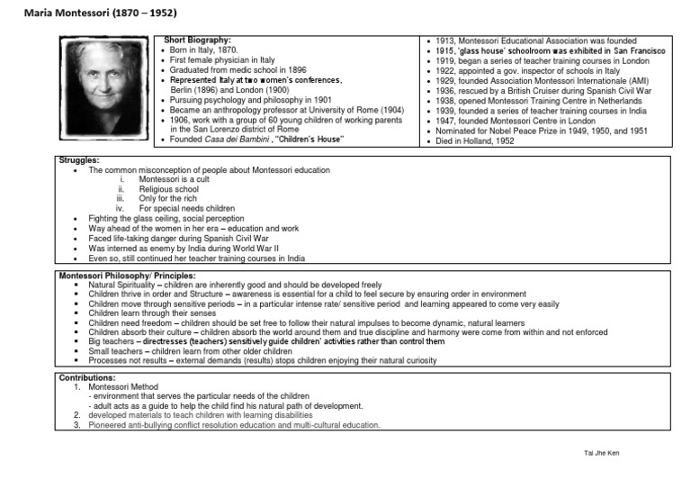 Maria Montessori | PDF | Montessori Education | Learning