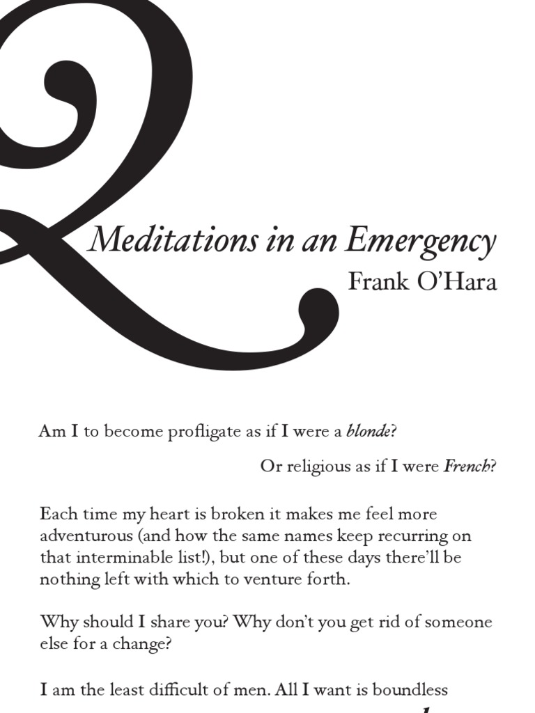 Meditations in an Emergency Insights | PDF | Poetry | General Fiction