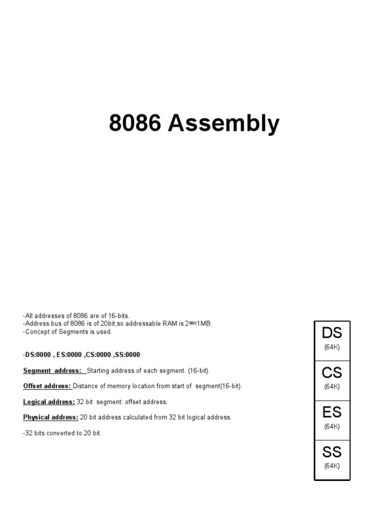 8086 Assembly 1 | Download Free PDF | Assembly Language | Subroutine