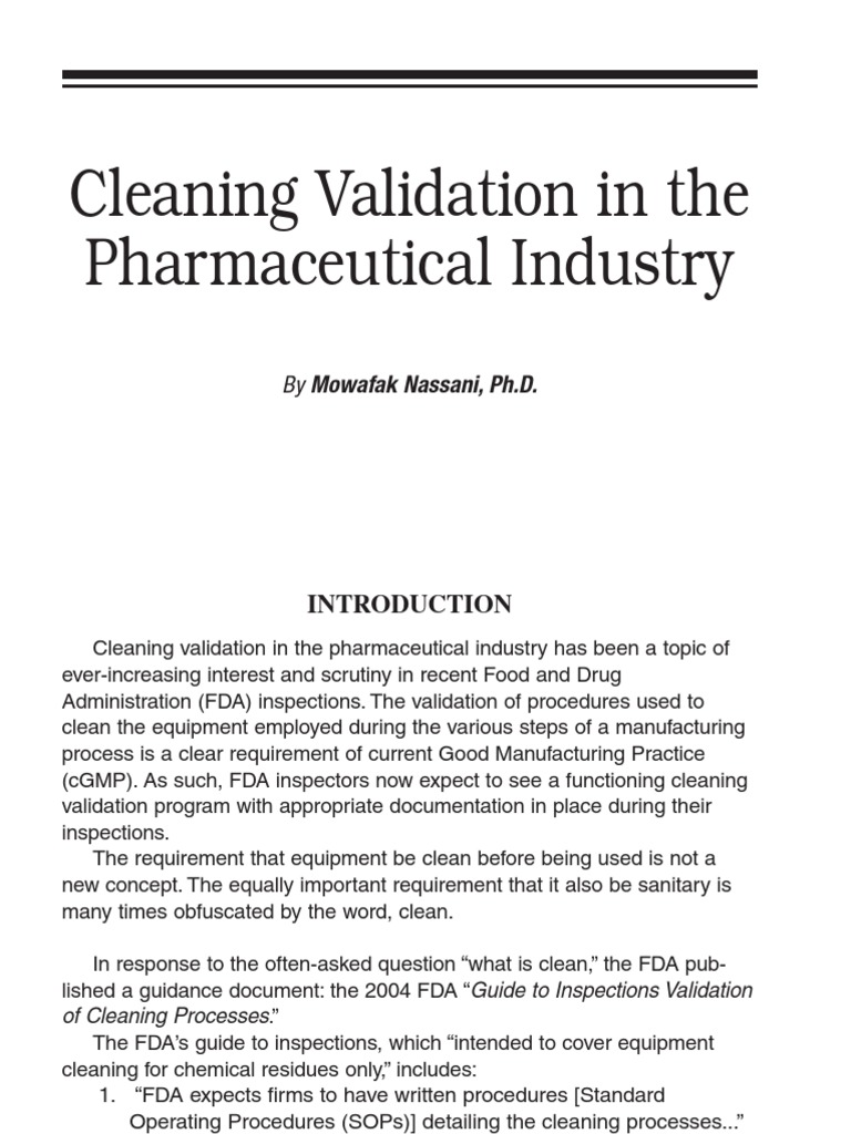 Cleaning Validation in Pharma Industry | PDF | Verification And ...
