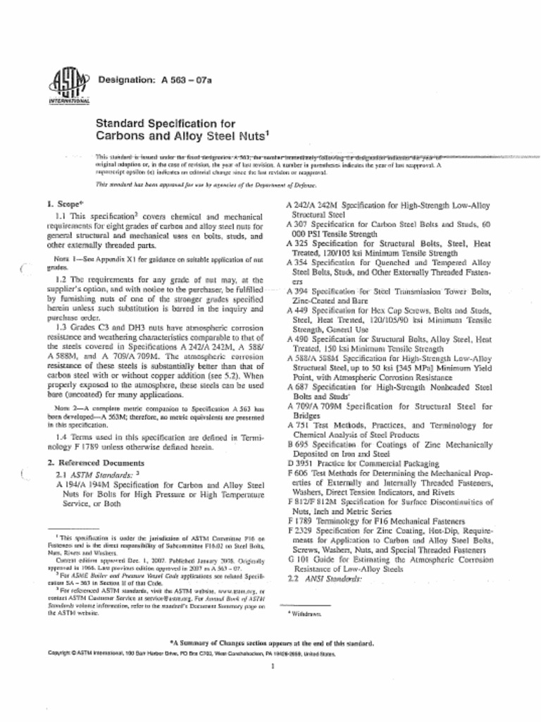 ASTM A 563 (Nut) | PDF