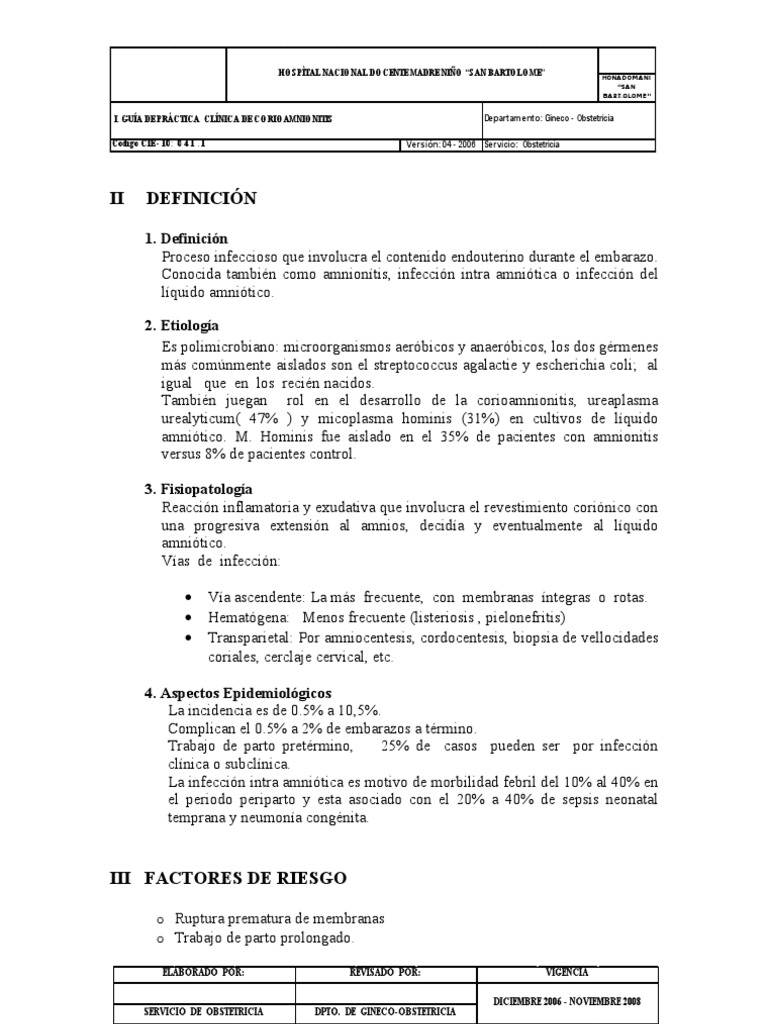 GPC - Corioamnionitis | PDF | Partería | Parto