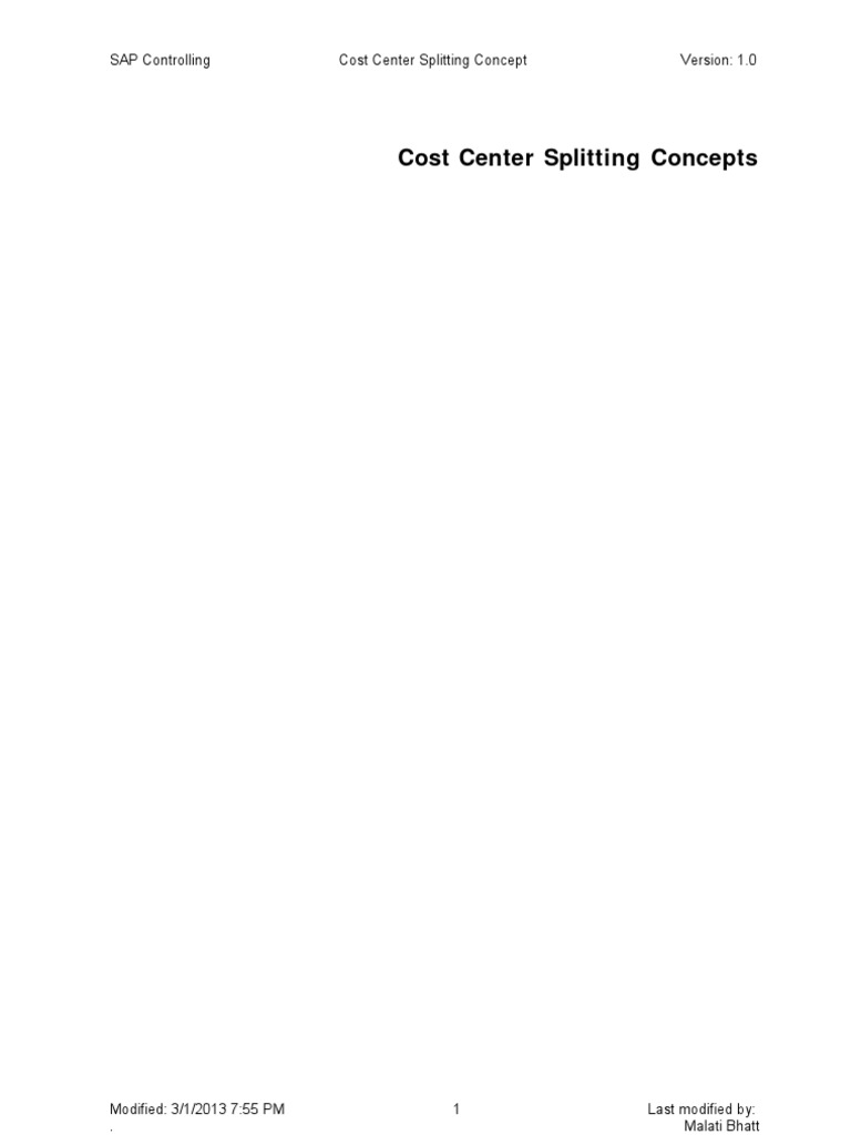 Cost Center Splitting Concepts | Download Free PDF | Units Of ...