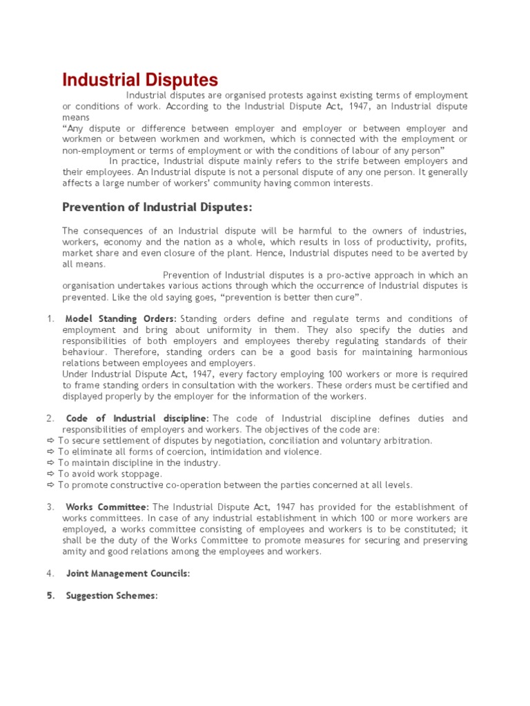 Prevention of Industrial Disputes | PDF | Strike Action | Arbitral Tribunal