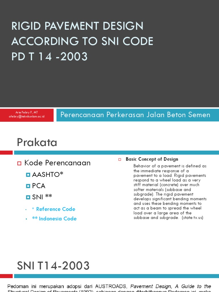 Perencanaan Jalan Beton Berdasarkan Sni | PDF