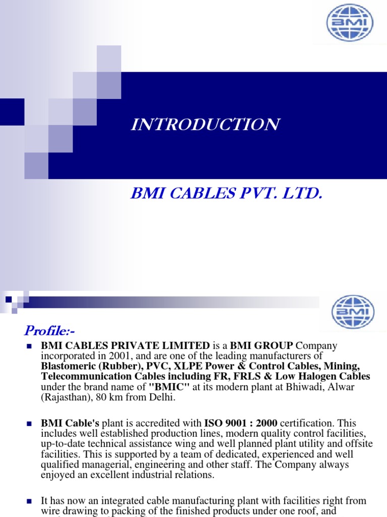 BMI Cables Presentation | PDF | Cable | Wire
