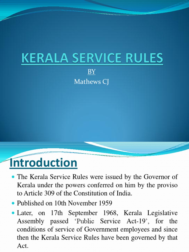 Kerala Service Rules | PDF | Virtue | Government Information