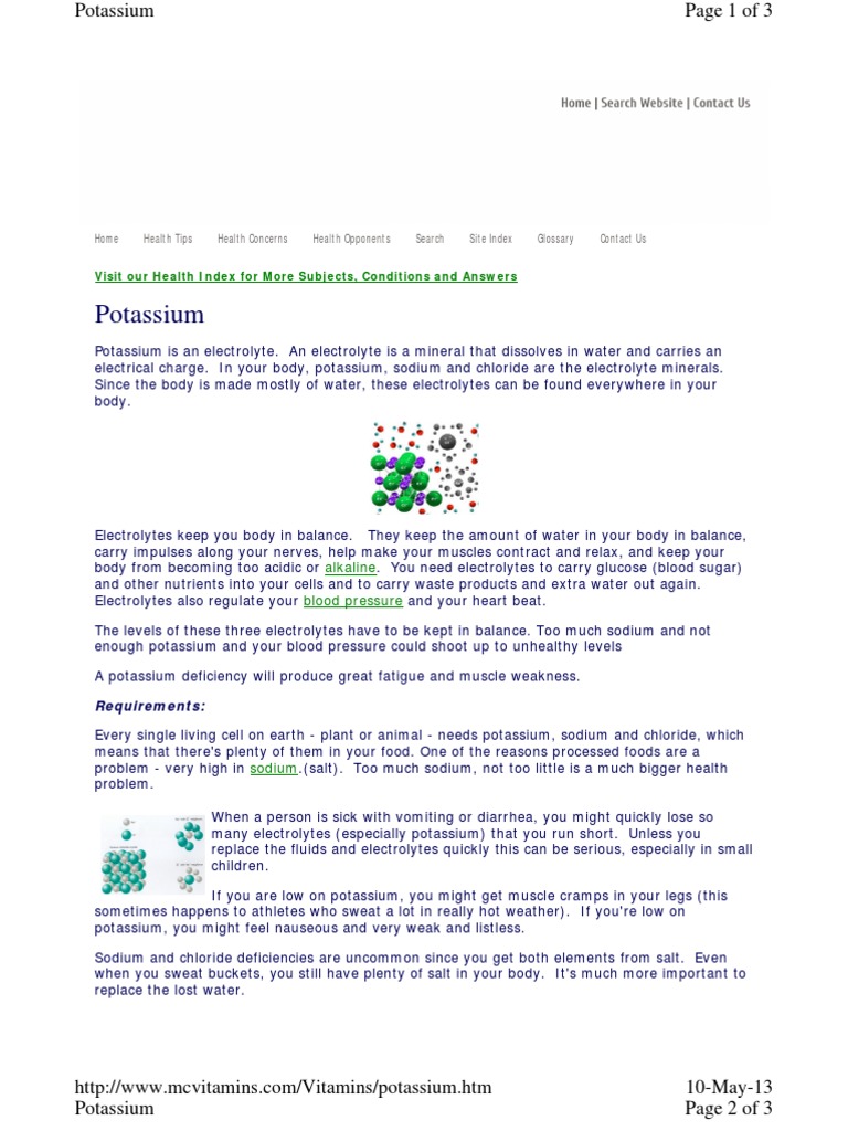 About Potassium | PDF | Electrolyte | Potassium