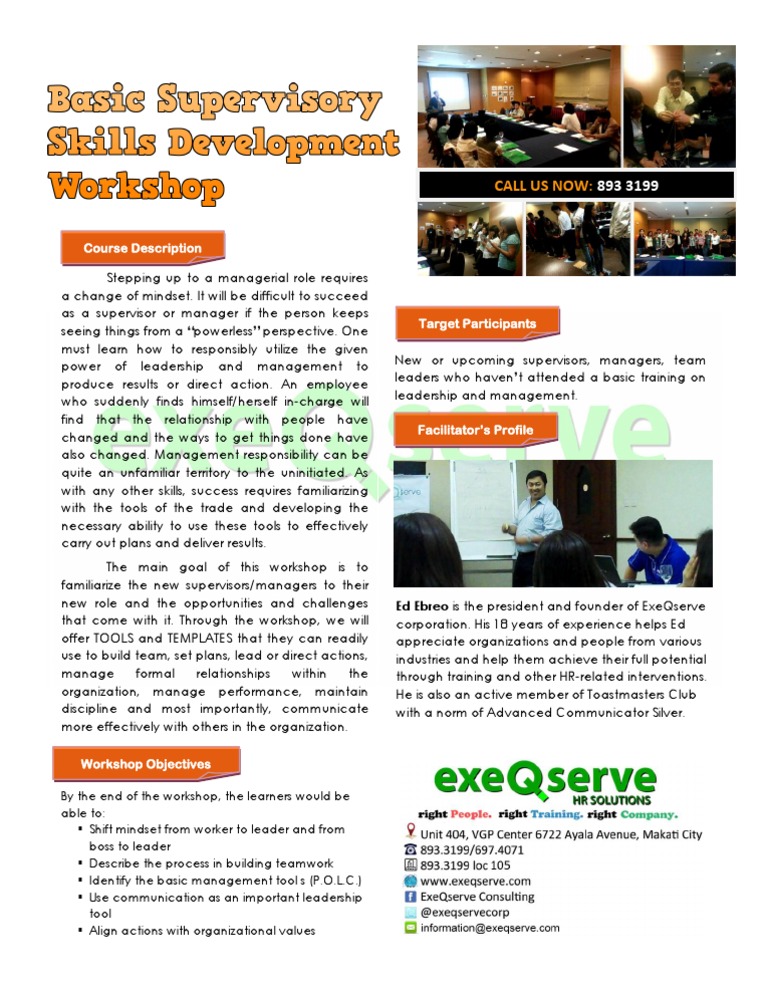 Basic Supervisory Skills Development Workshop From ExeQserve | PDF