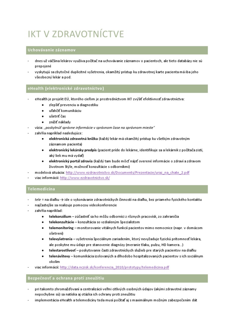 IKT V Zdravotníctve | PDF
